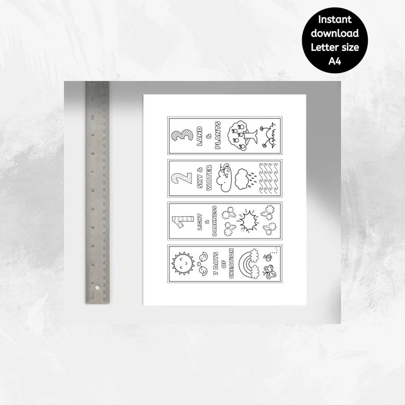 7 Days of Creation Bible Craft for Kids, Bible Verse Coloring Bookmark ...