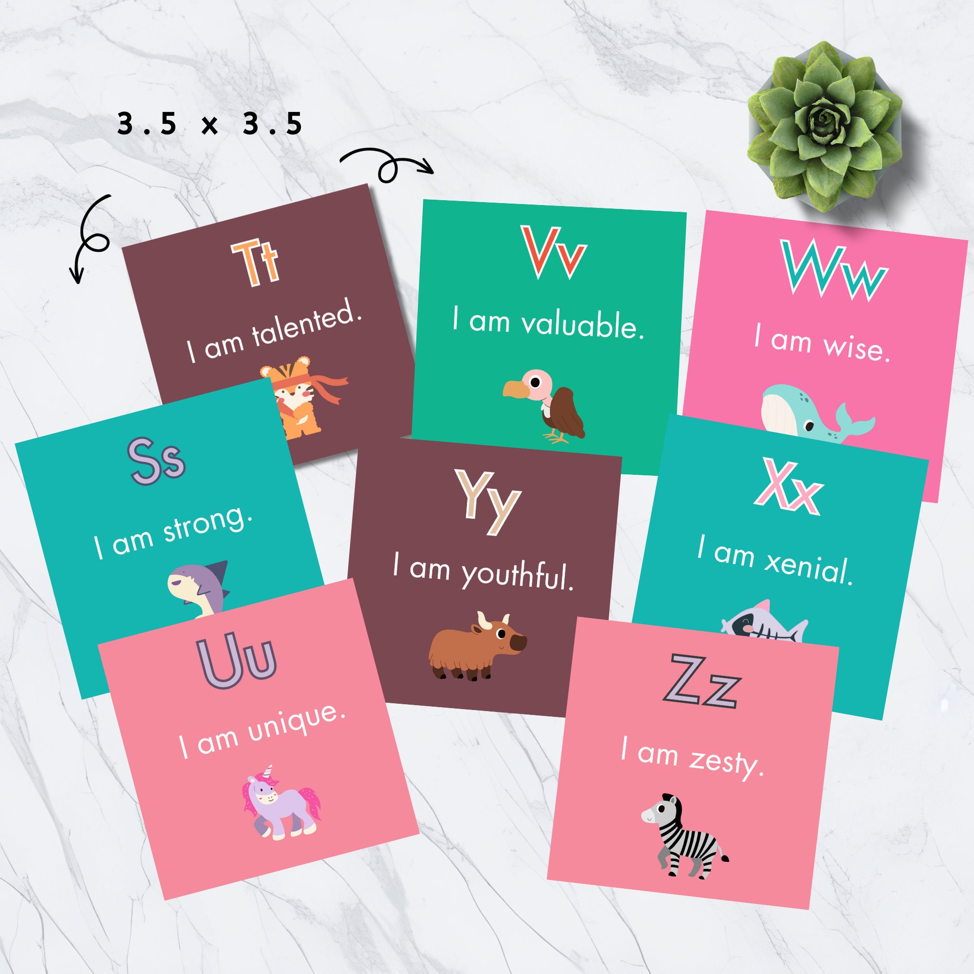 Alphabet Affirmation Cards, Printable Flash Cards Kids, Lunchbox Notes ...
