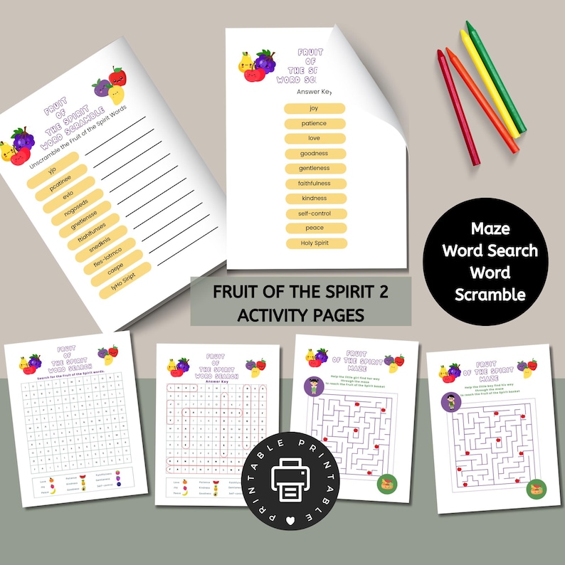 Fruit of the Spirit Kids Activity Sheets, Fruit of the Spirit Bible ...