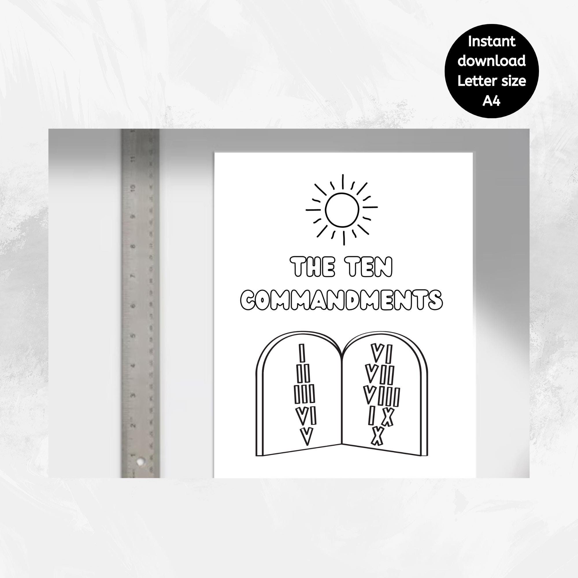 Ten Commandments for Kids Printable Coloring Pages, Bible Verse ...