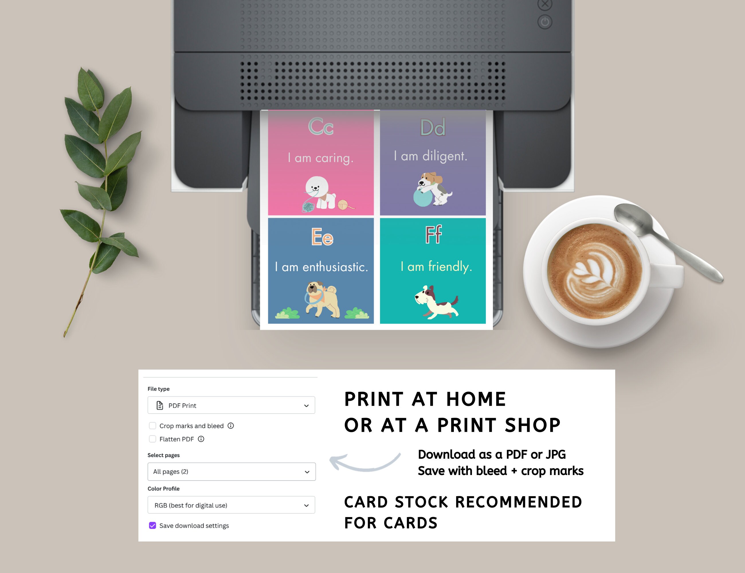 Alphabet Affirmation Cards, Printable ABC Flash Cards Preschoolers PDF ...