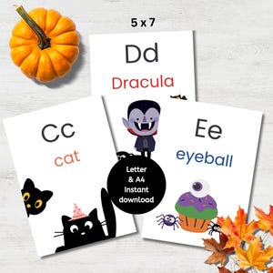 Halloween ABC Flash Cards, Halloween Alphabet Cards, Kids Halloween ...