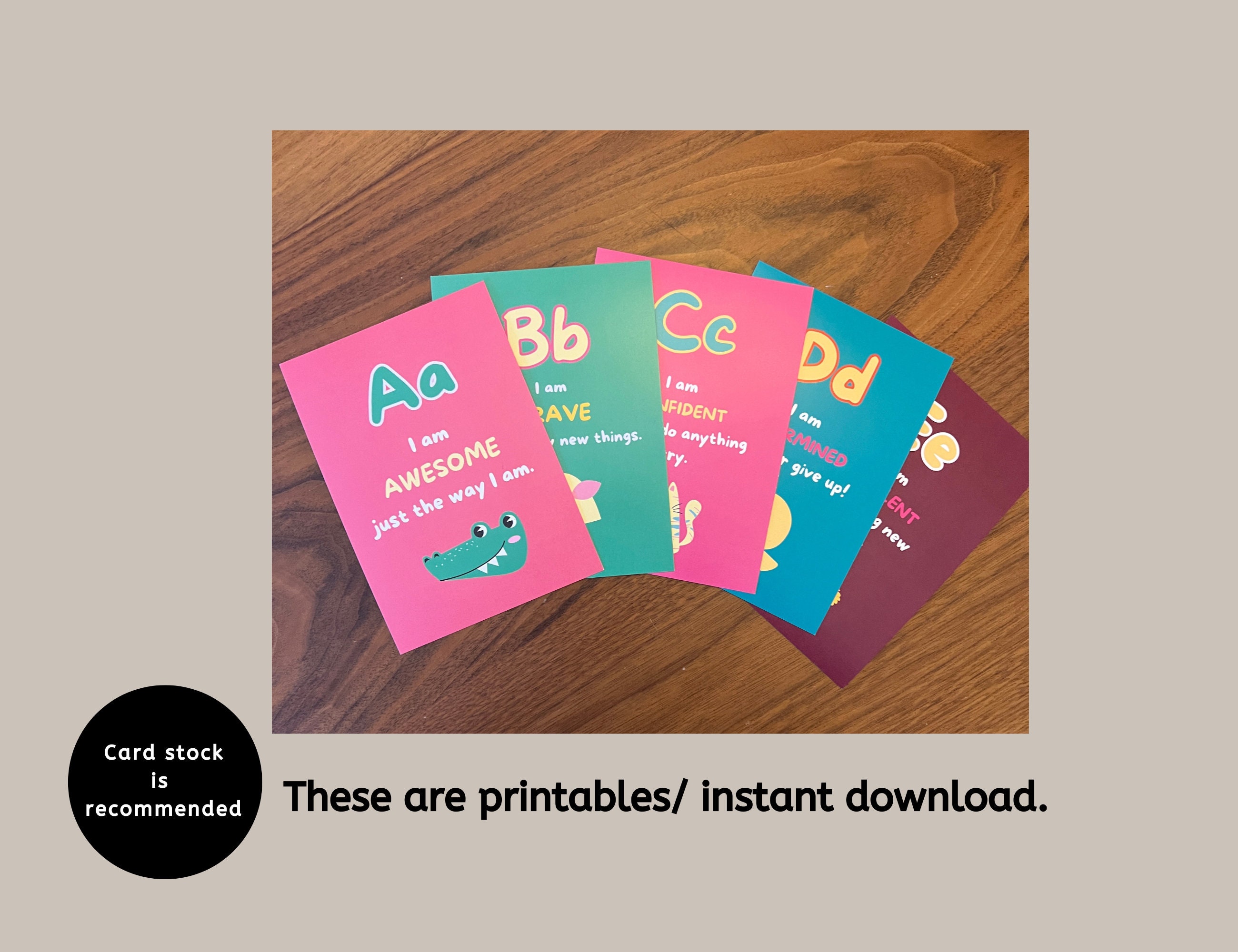 ABC Flash Cards Printable, Alphabet Affirmation Cards, Mindfulness Kids ...