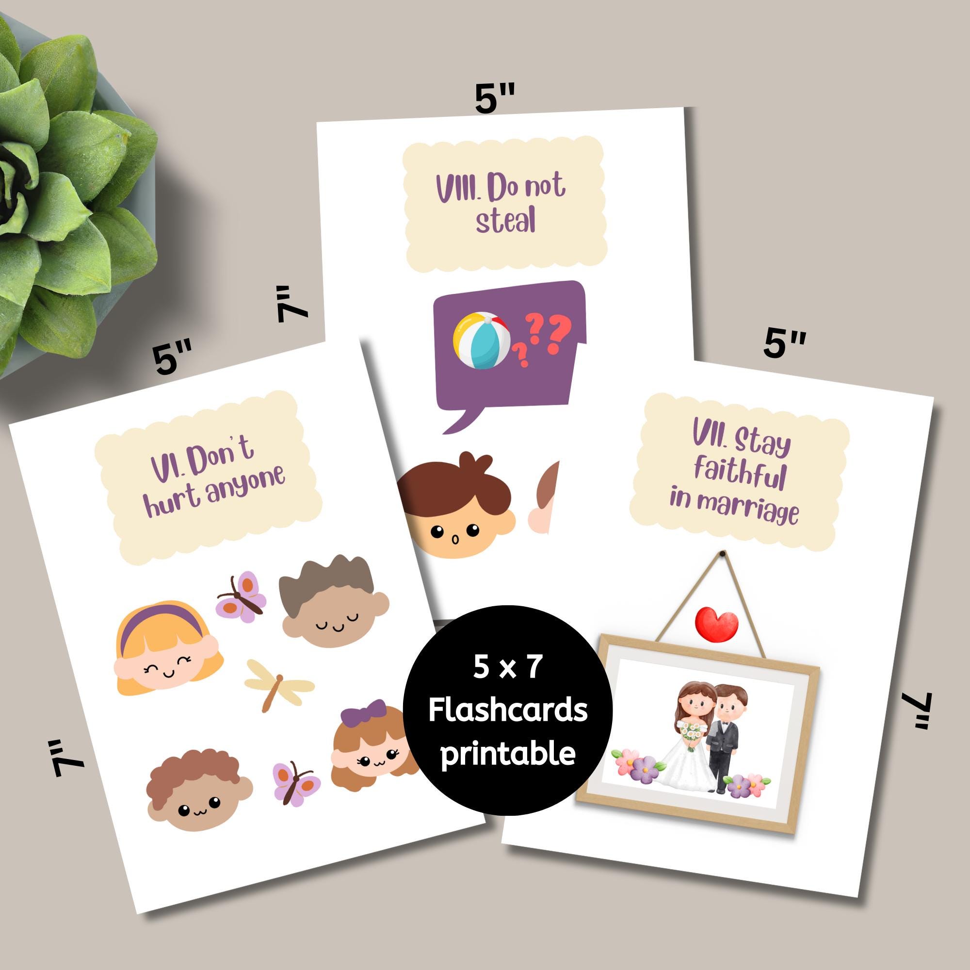 Ten Commandments Flashcards and Activity Sheet, Kids Bible Lesson PDF ...