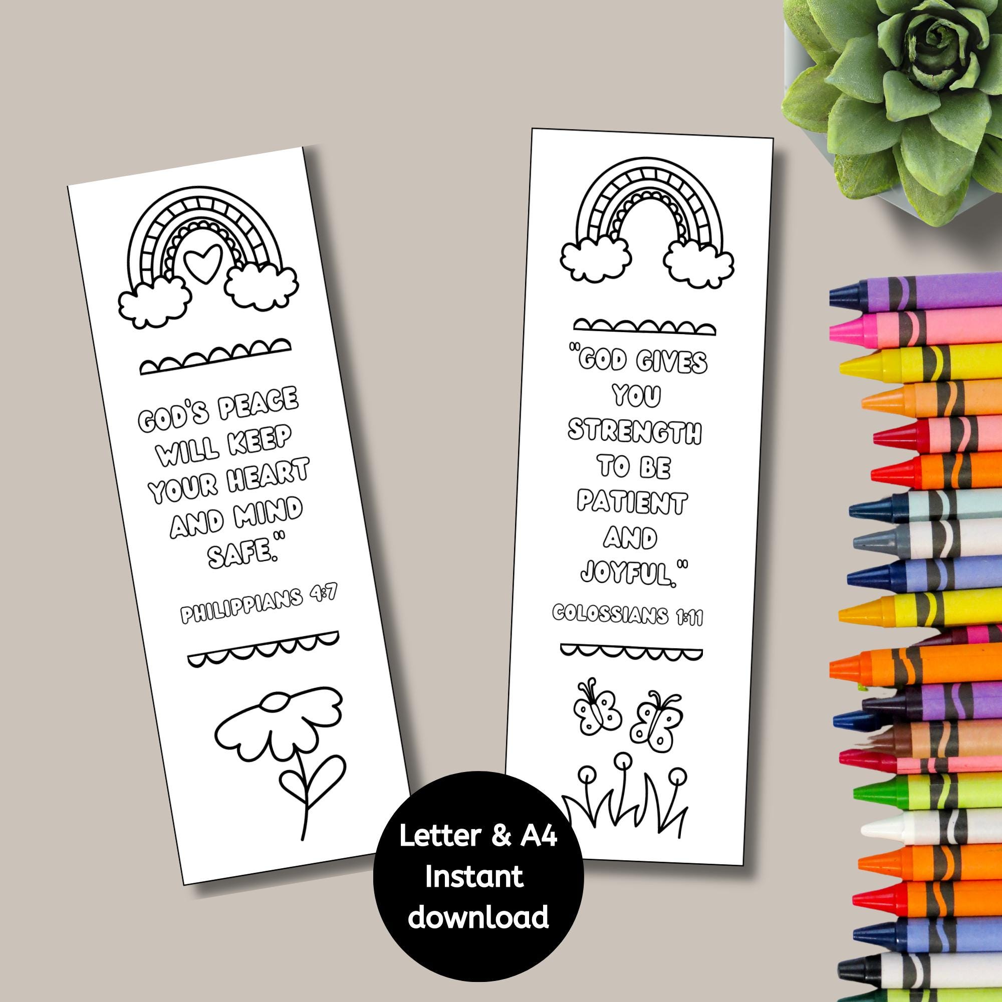 Bible Verse Bookmarks to Color, Sunday School Craft, Printable ...