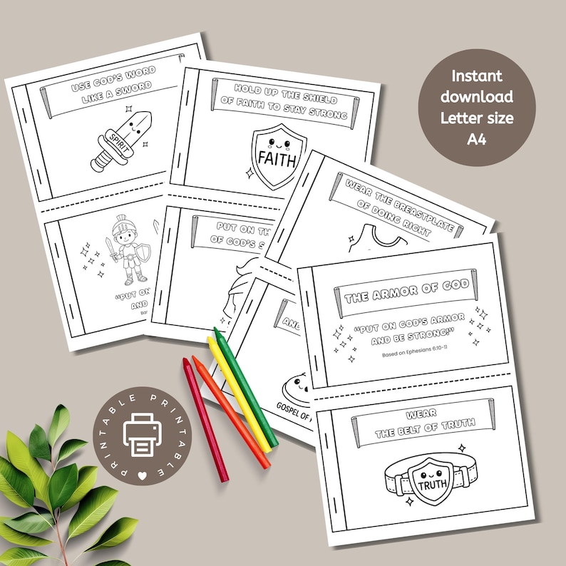 Armor of God Printable Activity Sheets, Mini Coloring Pages, Bible ...