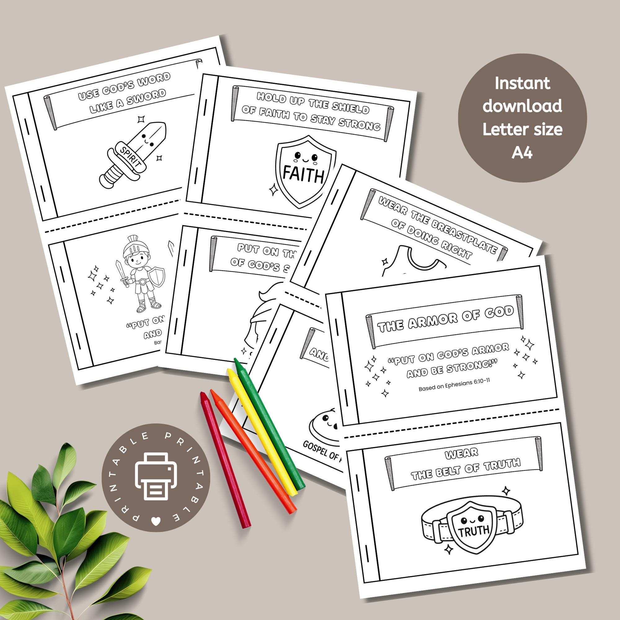 Armor of God Printable Activity Sheets, Mini Coloring Pages, Bible ...