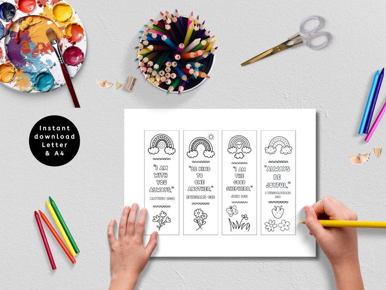 Kids Bible Verse Coloring Bookmark Printable, Sunday School Craft ...