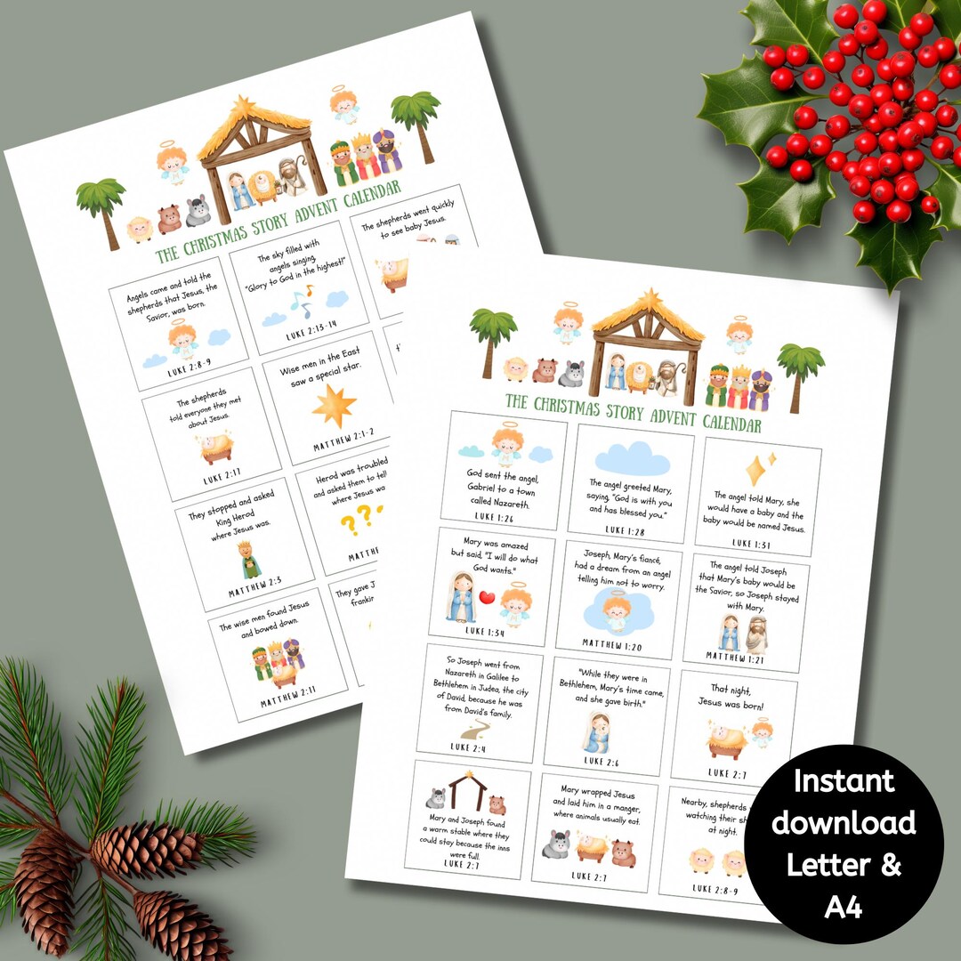 Catholic Interactive Nativity Advent Calendar, Printable Christmas ...