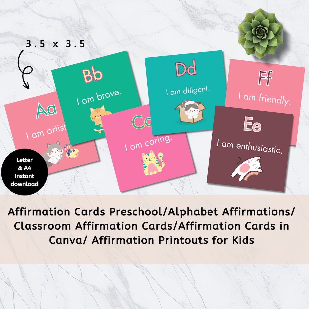 Affirmation Cards Preschool/alphabet Affirmations/classroom - Etsy