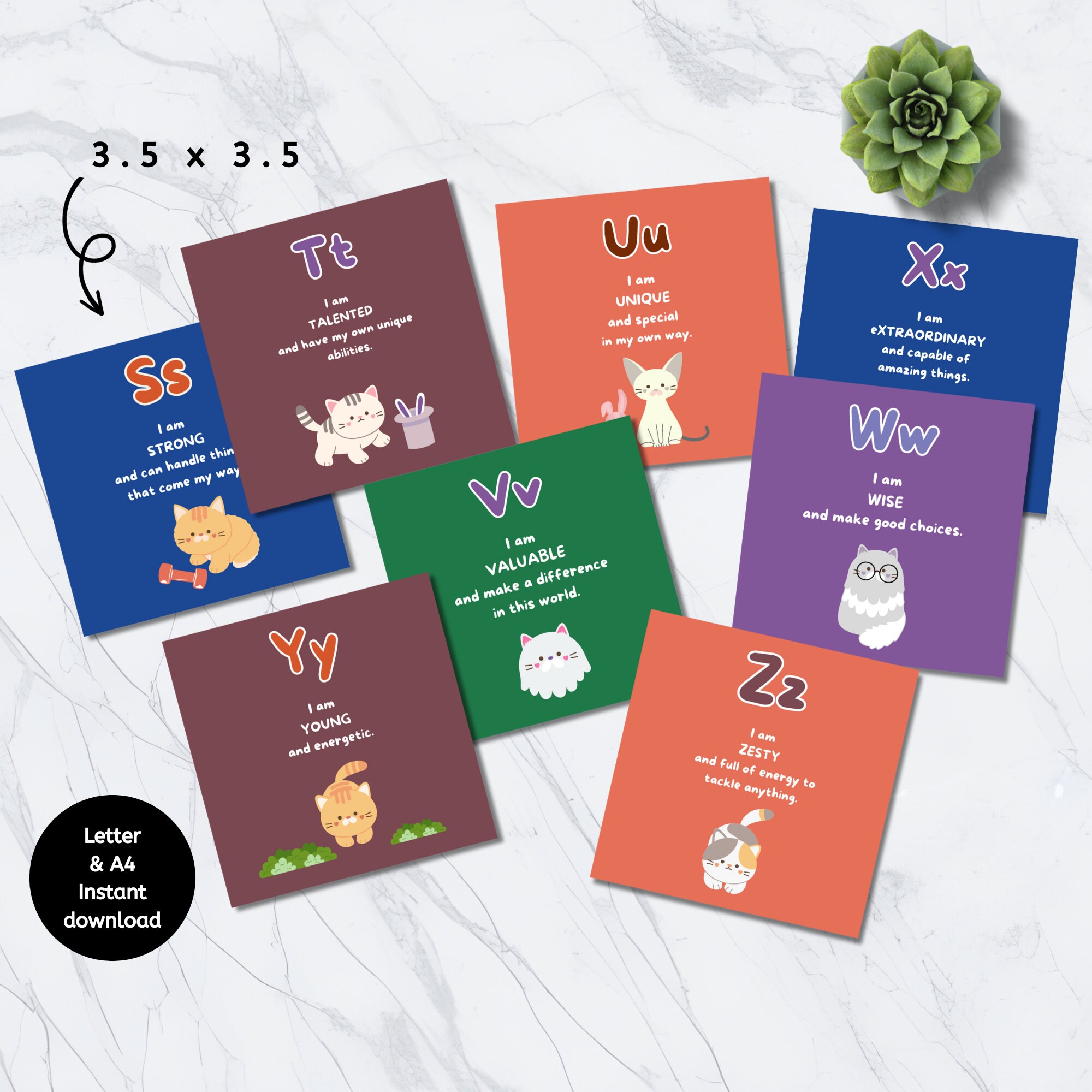 Alphabet Affirmation Cards, Printable Kids Flash Cards, Educational ...