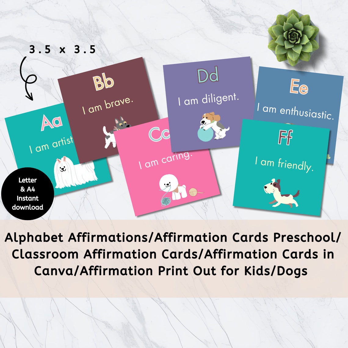 Alphabet Affirmation Cards, Printable ABC Flash Cards Preschoolers PDF ...