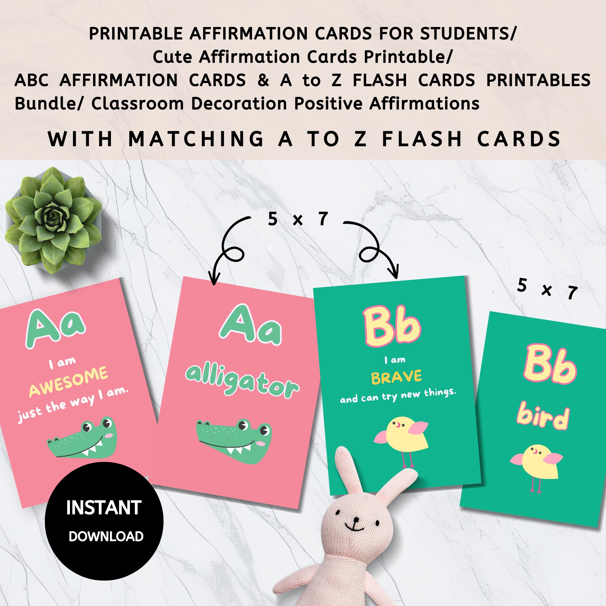 ABC Flash Cards Printable Alphabet Affirmation Cards - Etsy