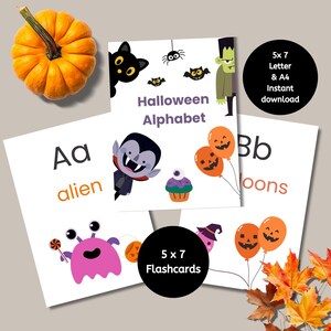 Halloween ABC Flash Cards, Halloween Alphabet Cards, Kids Halloween ...