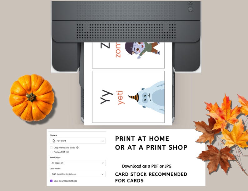 Halloween ABC Flash Cards, Halloween Alphabet Cards, Kids Halloween ...