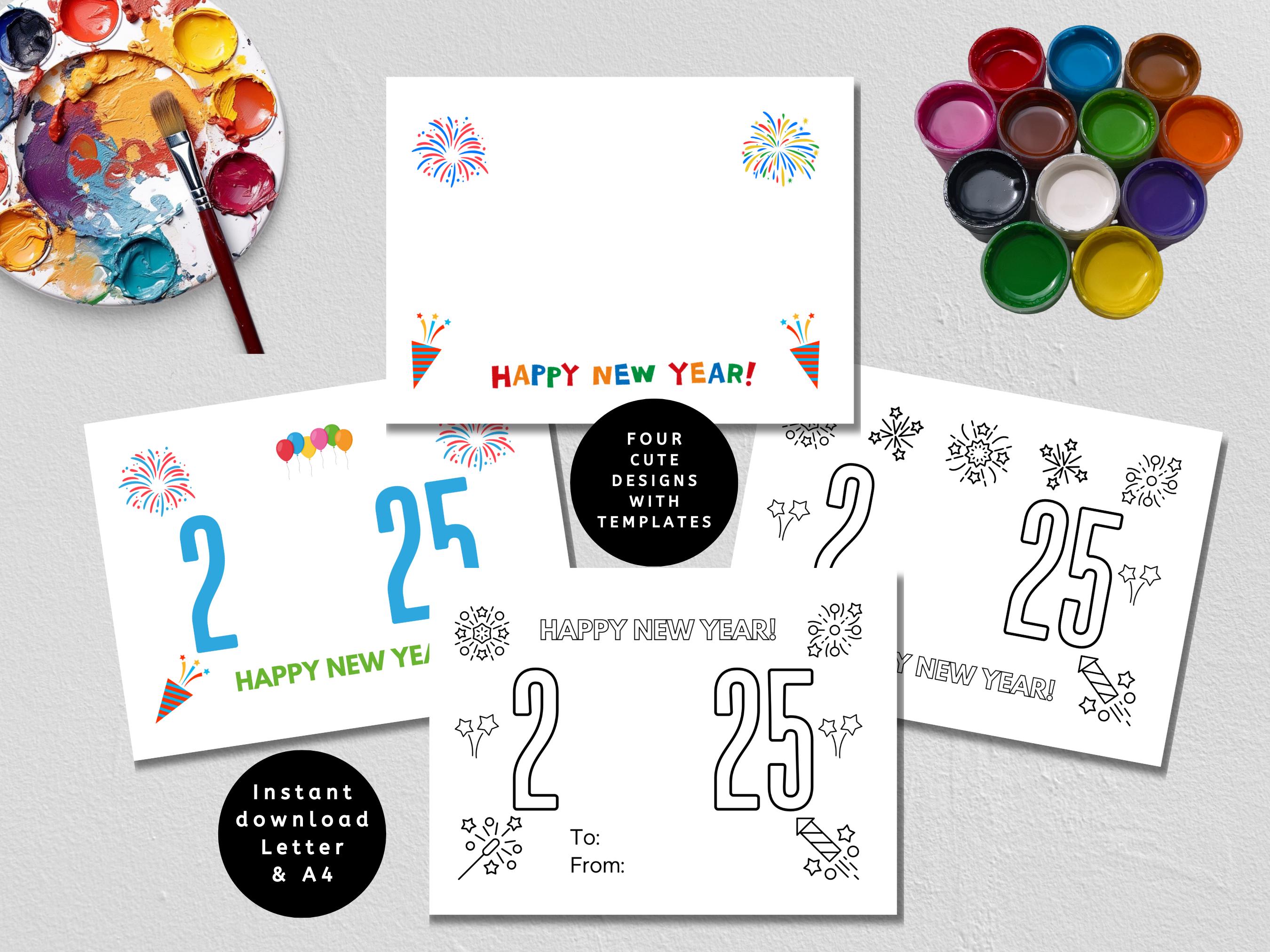Happy New Year Handprint Craft, New Year Toddler Art, 2025 Keepsake ...