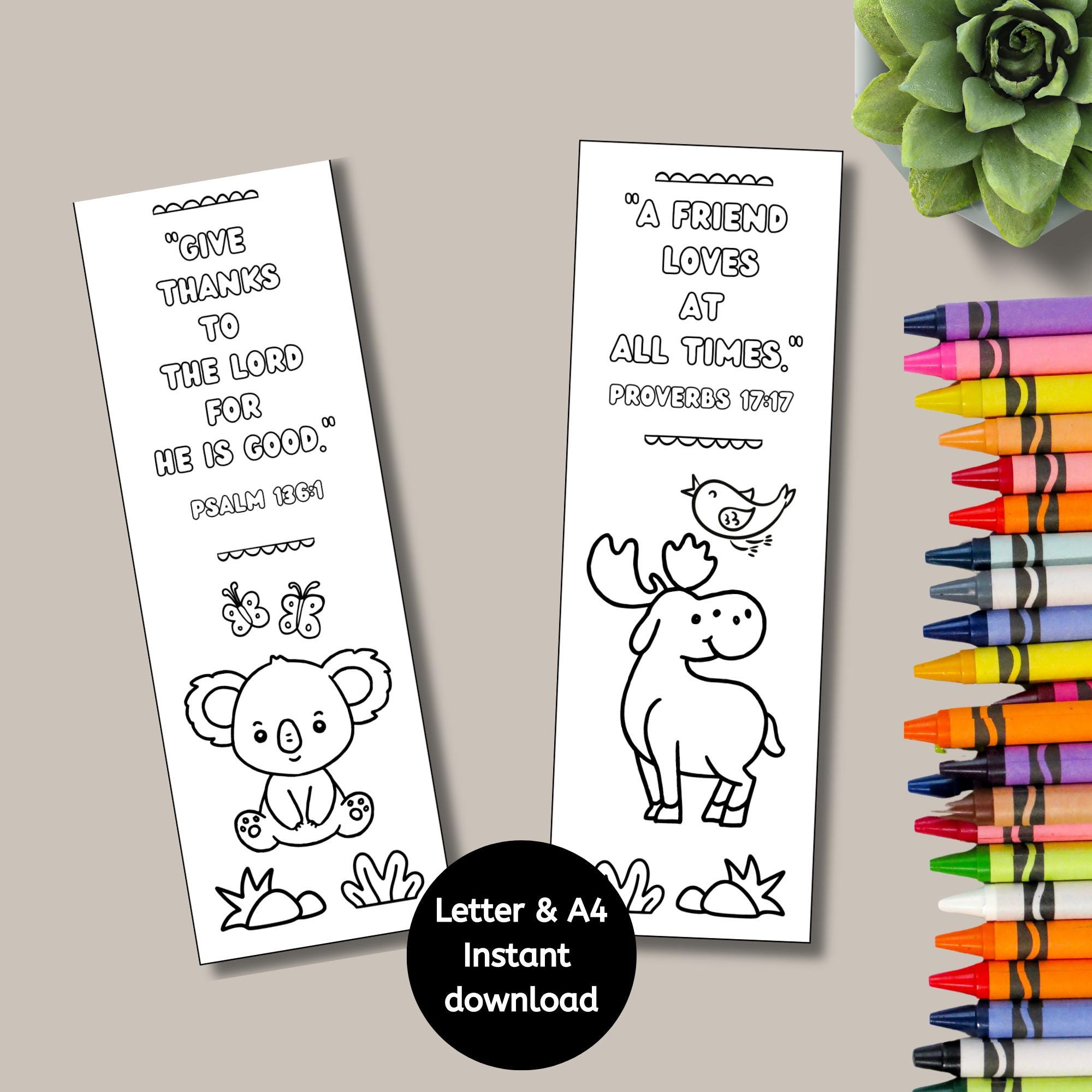 Kids Bible Verse Coloring Bookmark Printable, Sunday School Craft ...