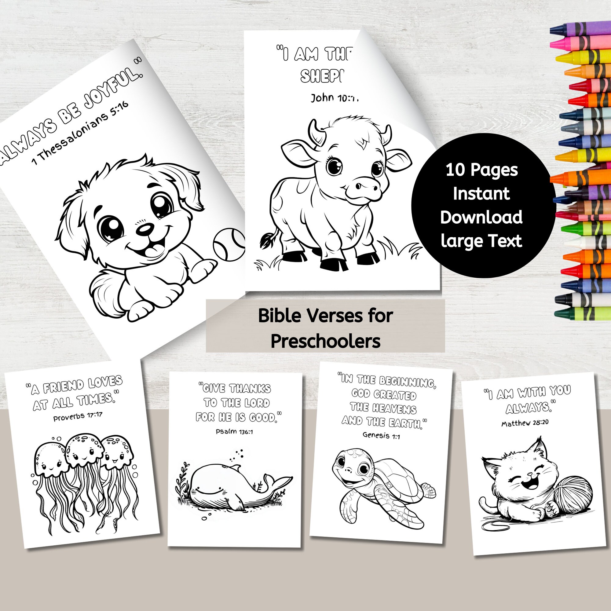 Bible Verse Coloring Page for Preschoolers, Sunday School Craft ...