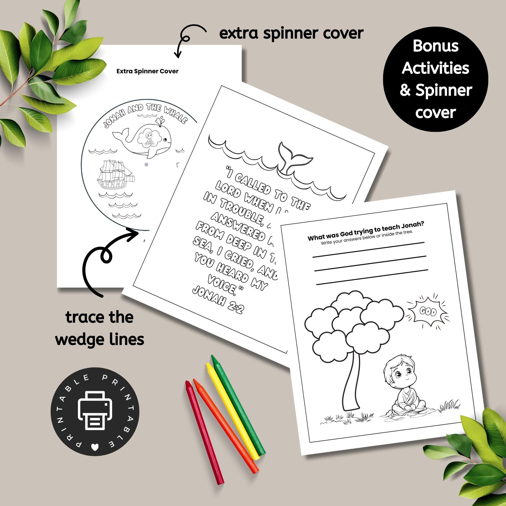 Jonah and the Whale Activities, Spinner Wheel Coloring Craft, Bible ...