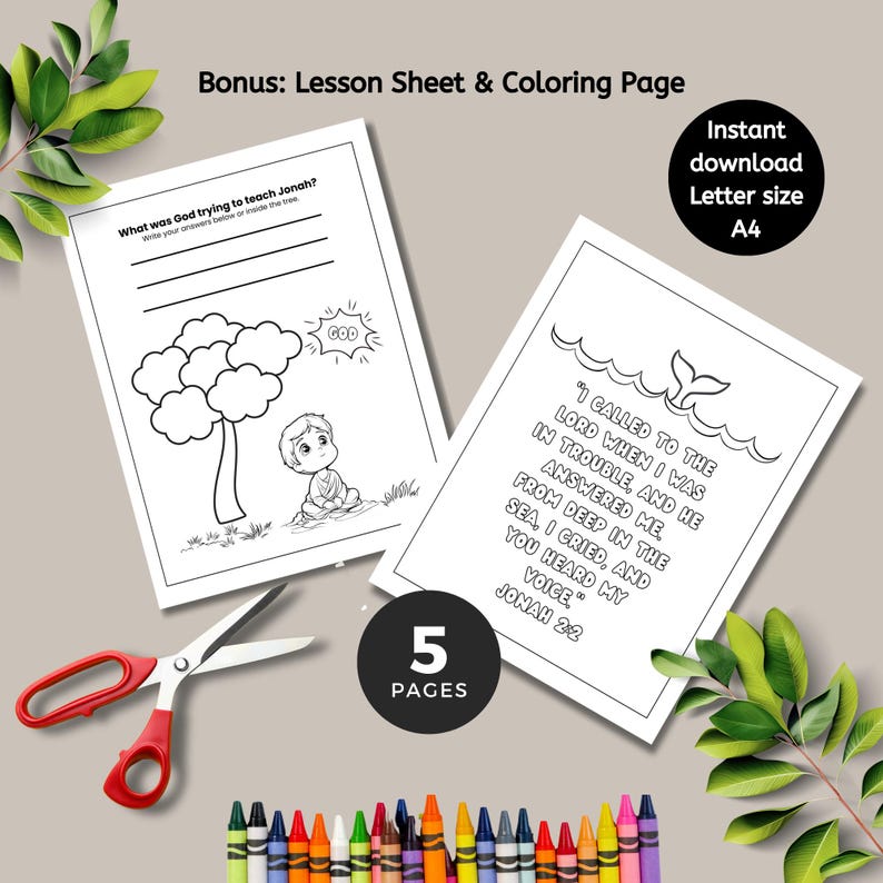 Jonah and the Whale Coloring, Spinner Wheel Coloring Craft, Bible Story ...