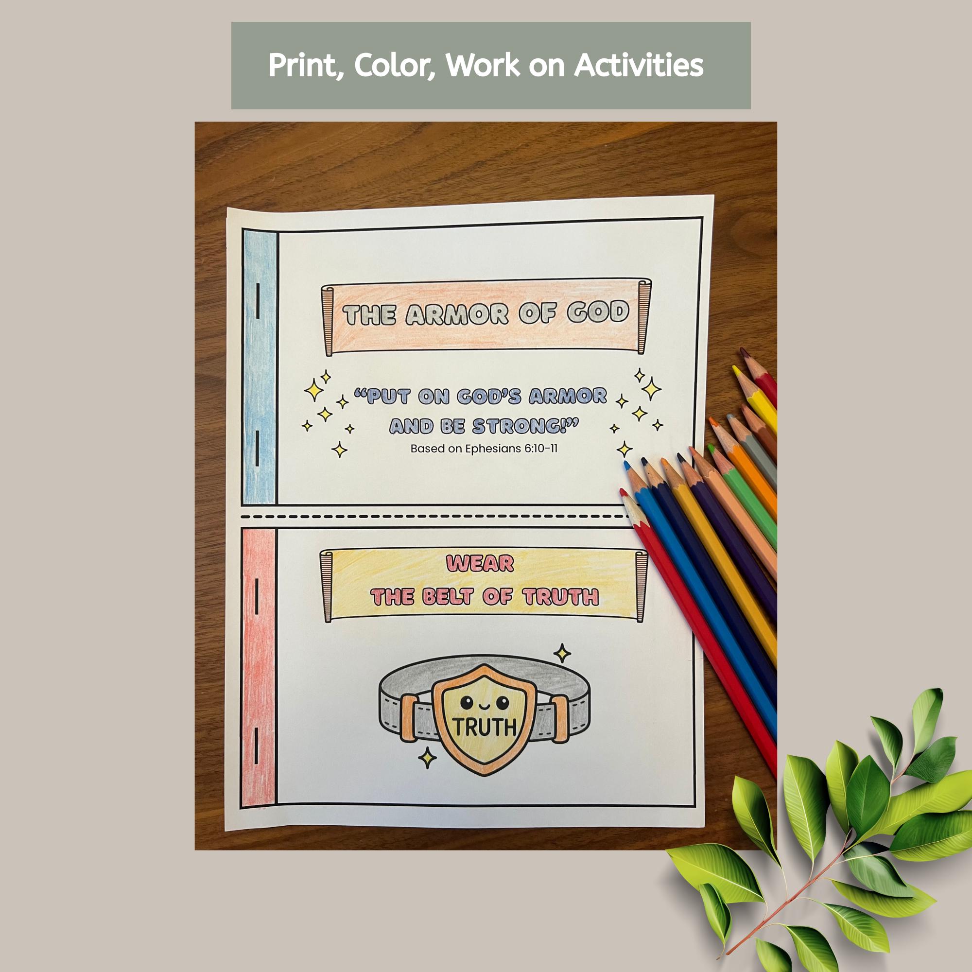 Armor of God Printable Activity Sheets, Mini Coloring Pages, Bible ...