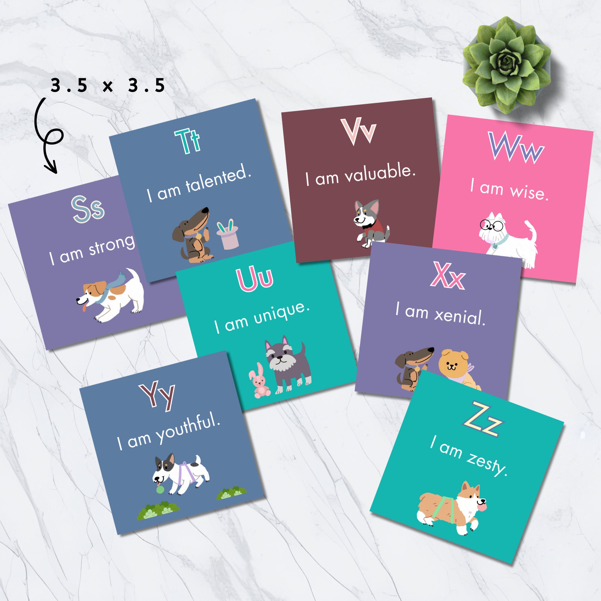 Alphabet Affirmation Cards, Printable ABC Flash Cards Preschoolers PDF ...