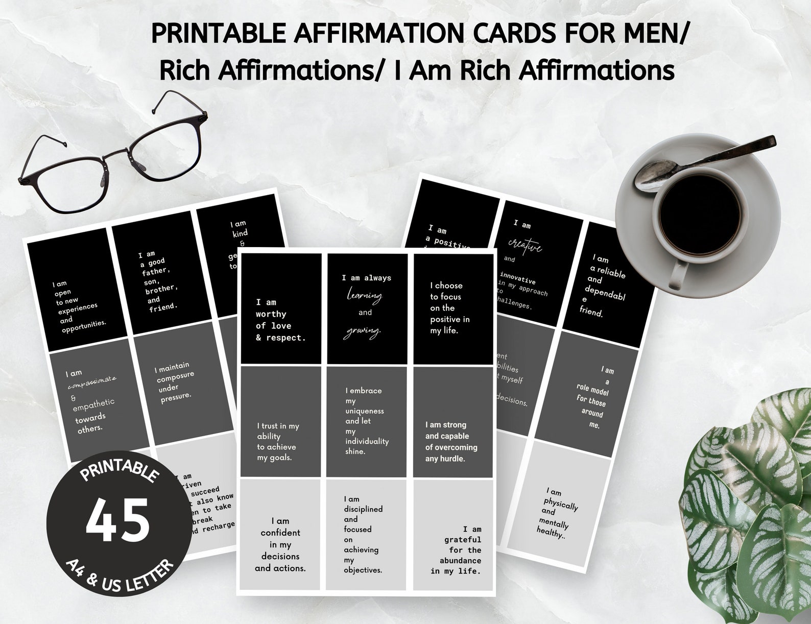 Positive Affirmation Cards for Men, Motivation Cards for Men, Gifts for ...