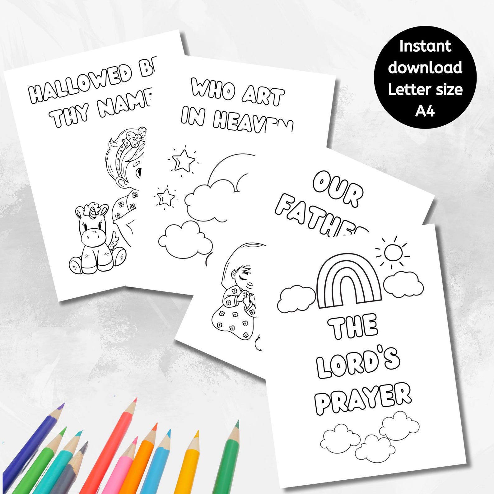 Our Father Coloring Pages, the Lord's Prayer Digital Download ...