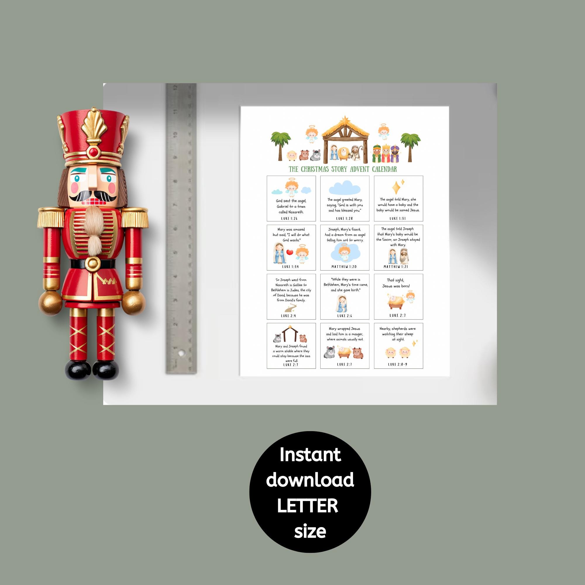 Nativity Advent Calendar Printable, Kids Christmas Countdown, Christian ...