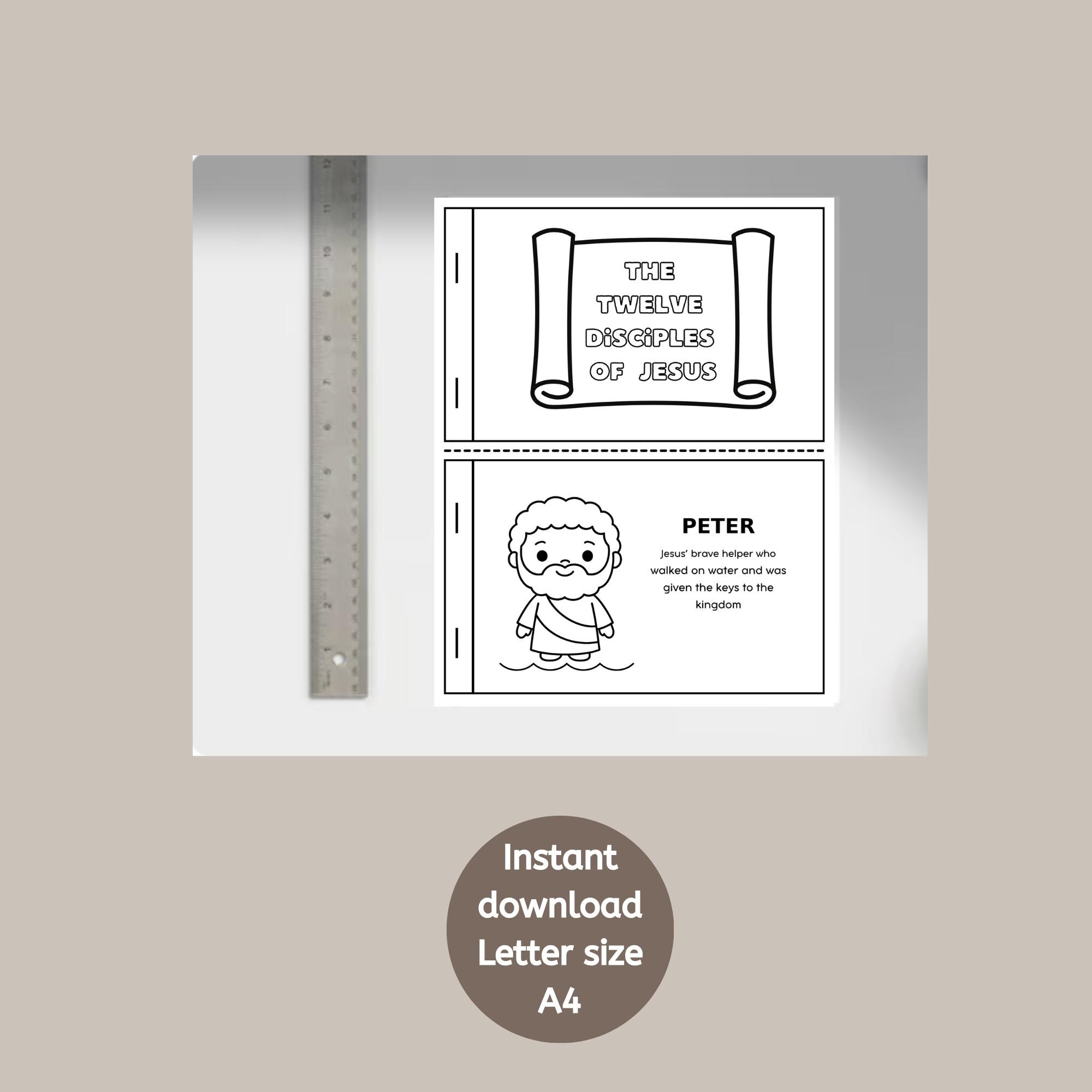 12 Disciples Craft for Kids, Printable Mini Coloring Pages Set, Jesus ...