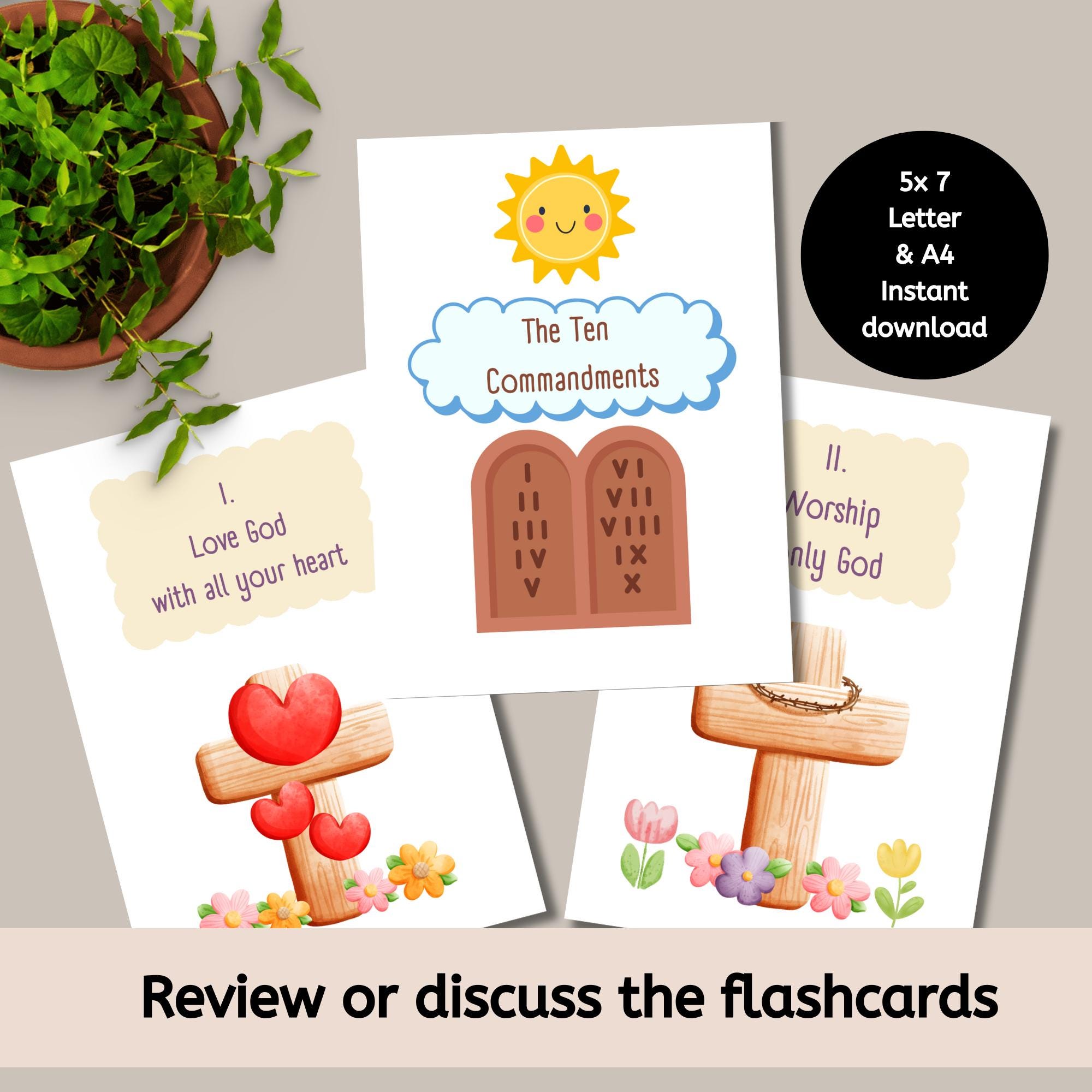 10 Commandments Flashcards and Memory Match Game, Christian Printable ...