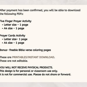 Prayer Bible Lesson Activity Kit, Printable Five Finger Guide and ...