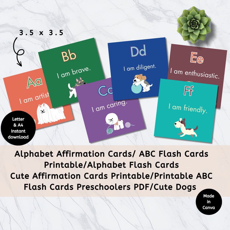 Preschool Affirmation, Alphabet Affirmation Cards, Alphabet Flash Cards ...