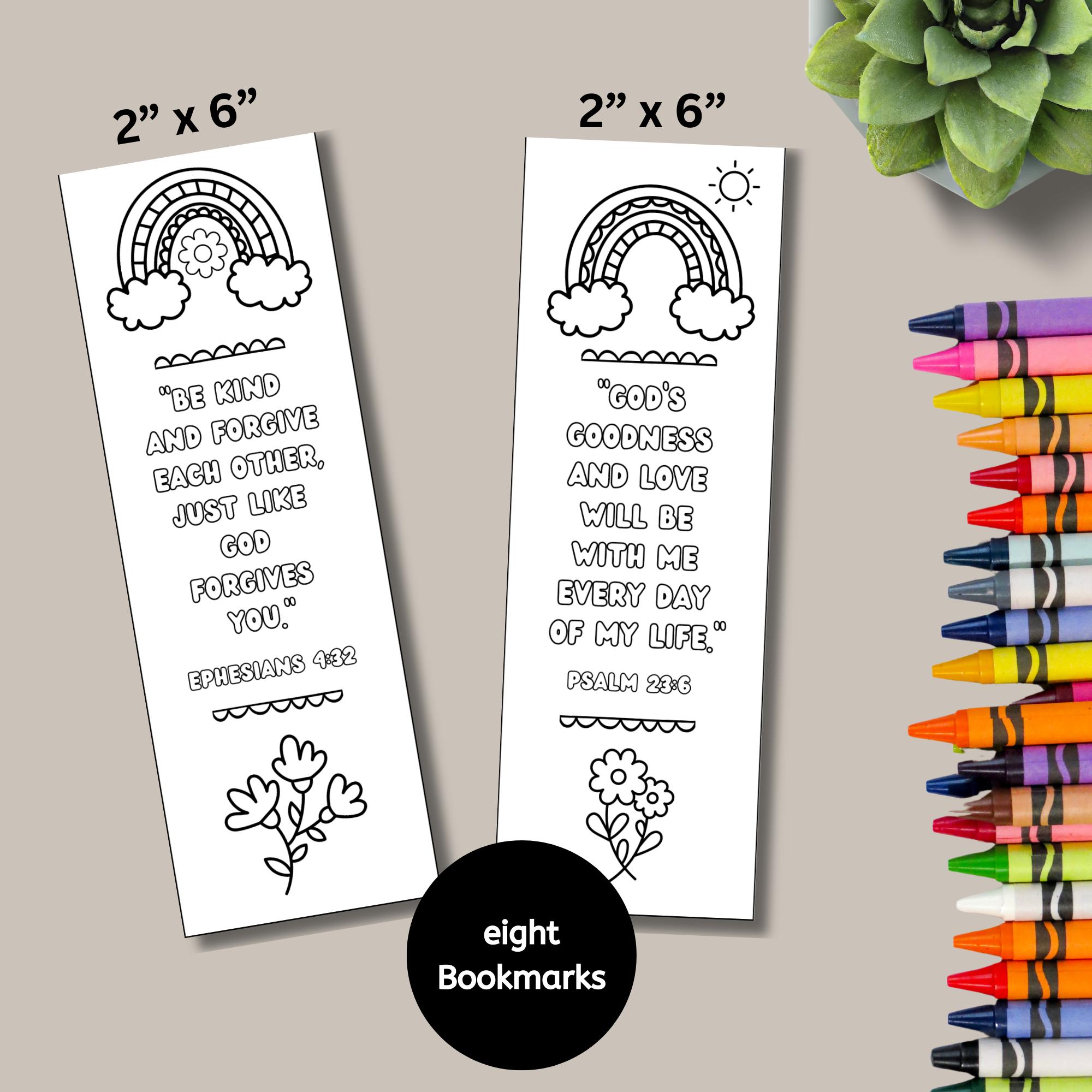 Bible Verse Bookmarks to Color, Sunday School Craft, Printable ...