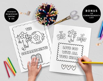 Ten Commandments for Kids Printable Coloring Pages, Bible Verse ...