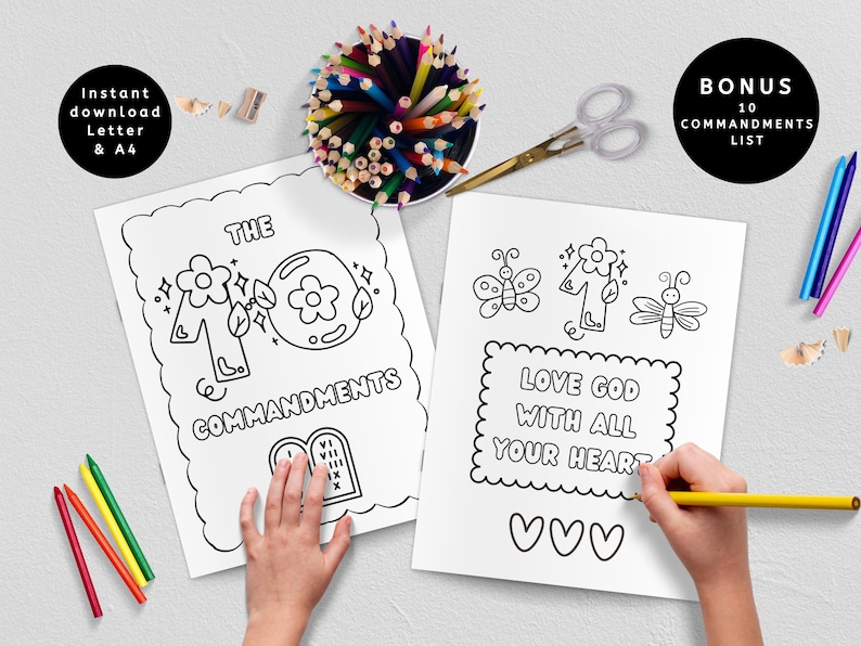 Ten Commandments for Kids Printable Coloring Pages, Bible Verse ...