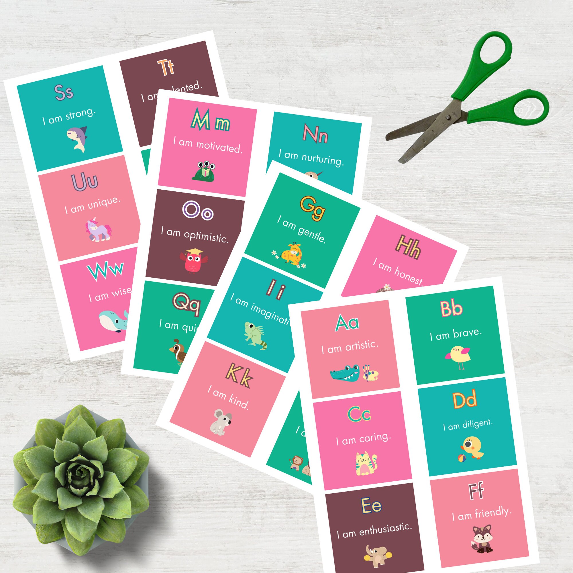 Alphabet Affirmation Cards, Printable Flash Cards Kids, Lunchbox Notes ...