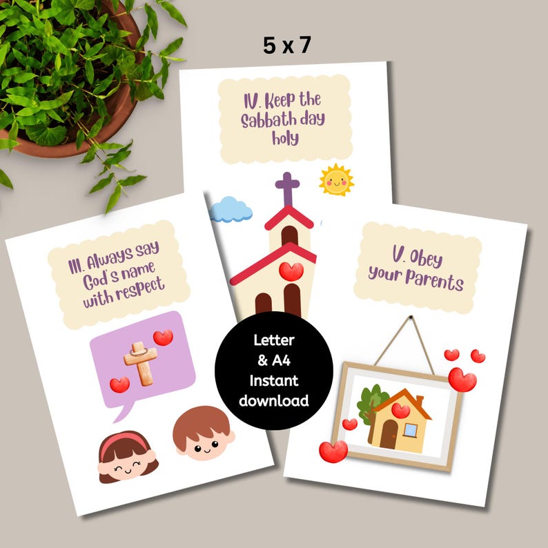 Ten Commandments Flashcards and Activity Sheet, Kids Bible Lesson PDF ...