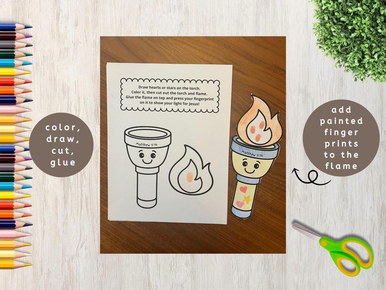 Matthew 5:16 Lesson for Toddlers, Christian Coloring Pages and Torch ...
