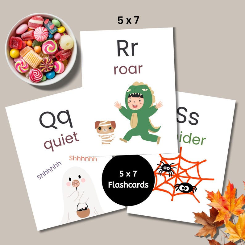 Halloween ABC Flash Cards, Halloween Alphabet Cards, Kids Halloween ...
