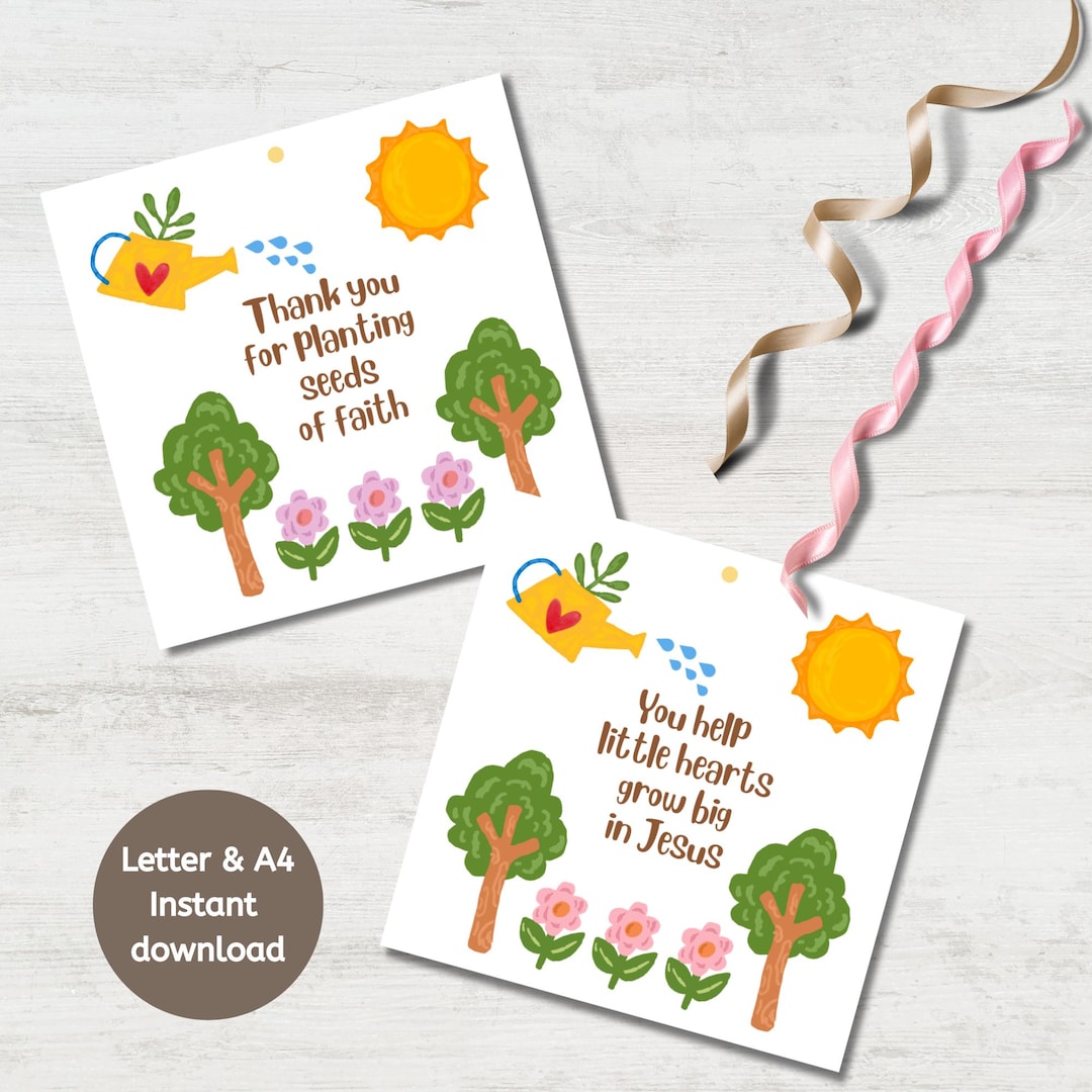 Christian Teacher Appreciation Gift Tags, Printable Thank You Cards ...