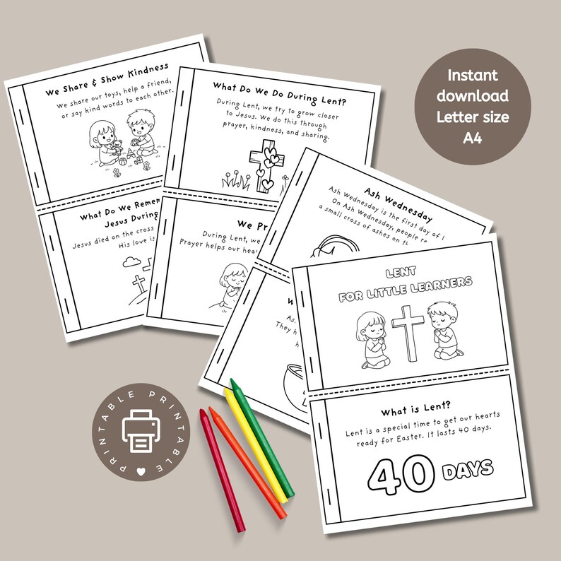Preschool Lent Mini Coloring Book, Kids Bible Activity, Sunday School ...
