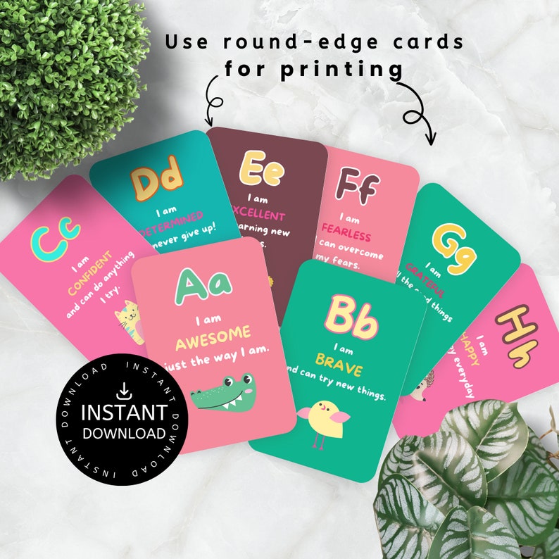 Alphabet Affirmation Cards/ Printable Affirmation Cards for Students ...