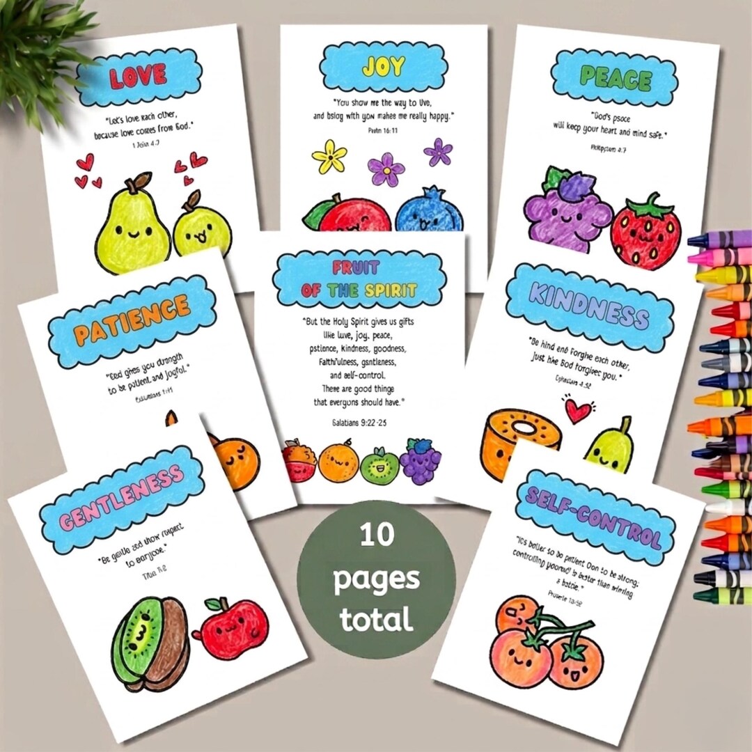 Fruits of the Spirit Coloring Pages, Christian Kids Printable, Bible ...