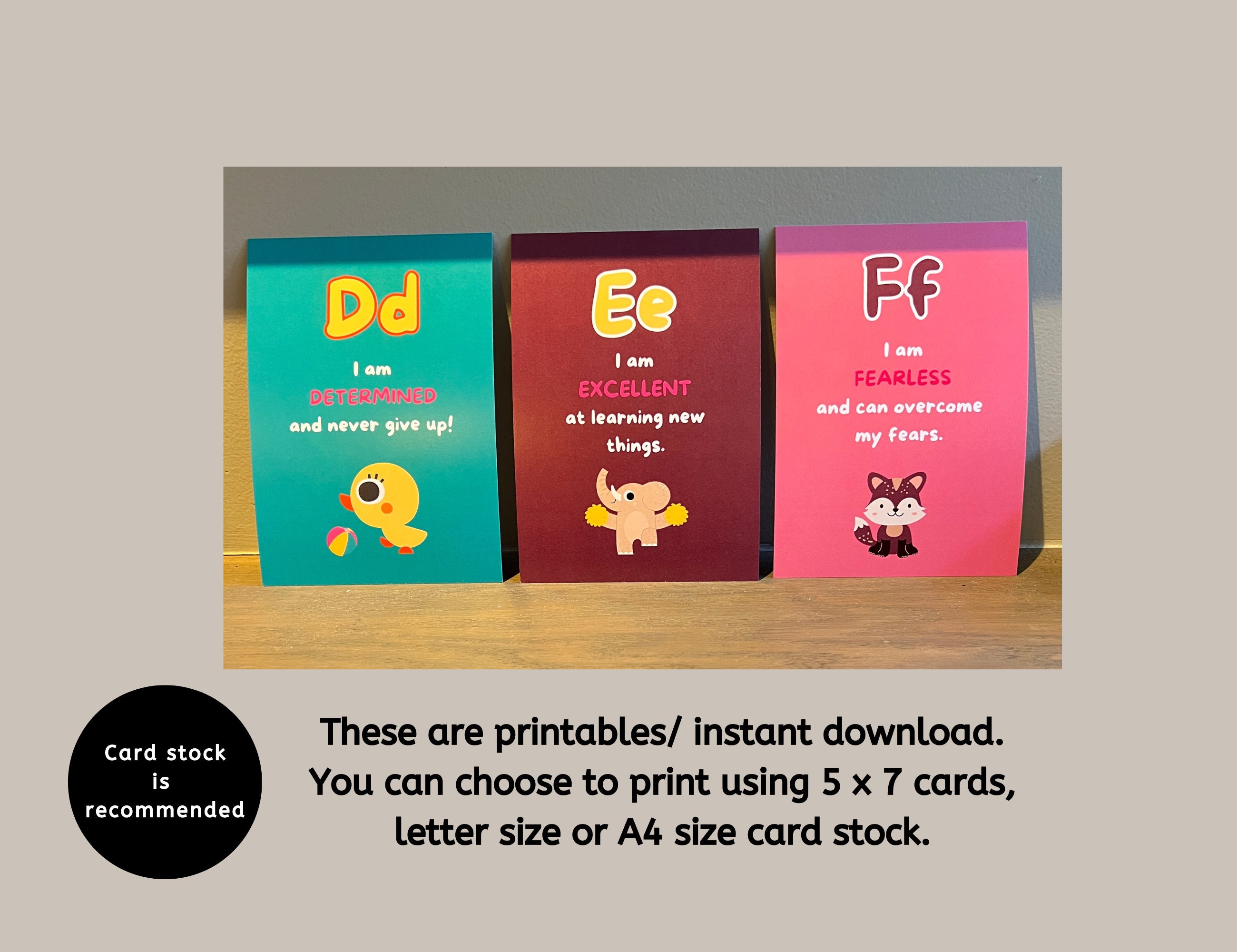 ABC Flash Cards Printable, Alphabet Affirmation Cards, Mindfulness Kids ...