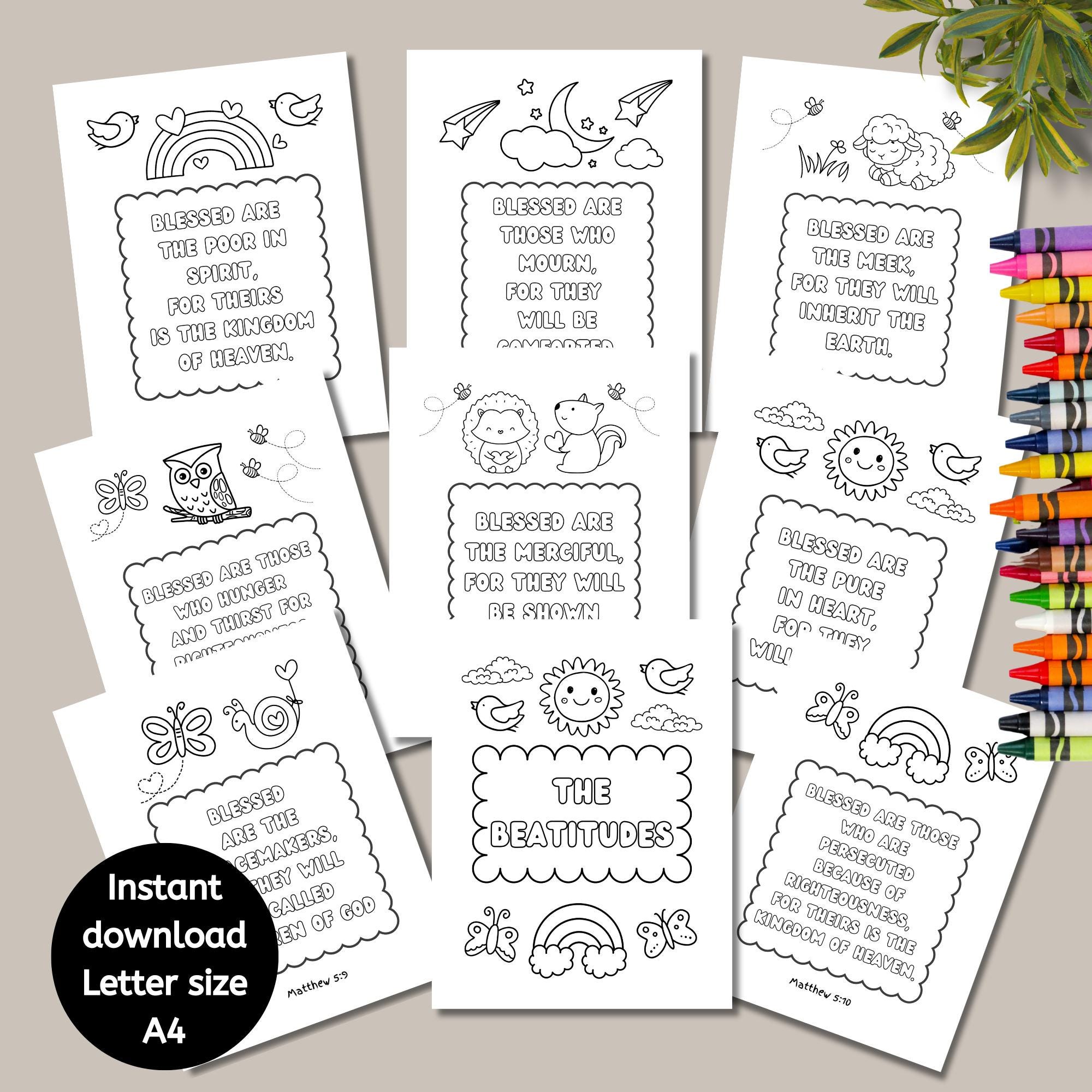 Beatitudes Coloring Pages: Sunday School Printable (PDF) - Etsy