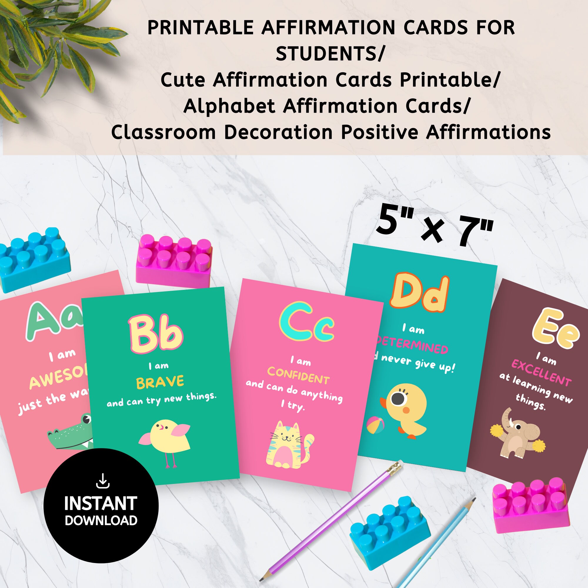 Alphabet Affirmation Cards/ Printable Affirmation Cards for Students ...
