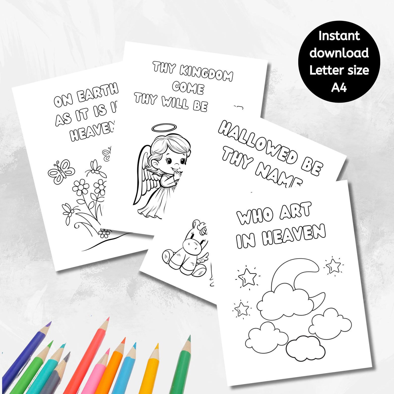 Our Father Coloring Pages, the Lord's Prayer Digital Download ...