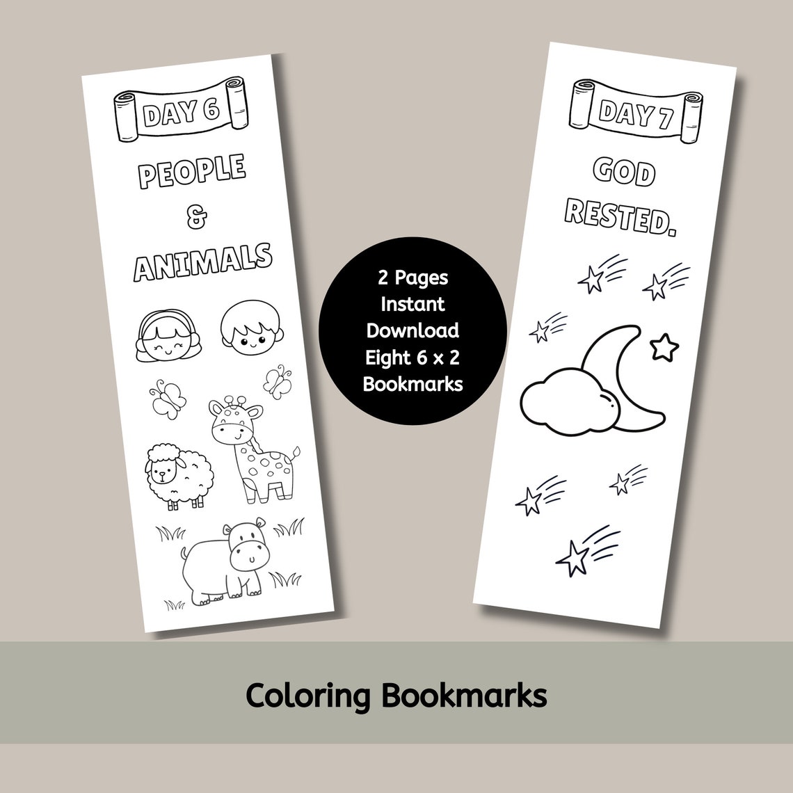 7 Days of Creation Bible Craft for Kids, Bible Verse Coloring Bookmark ...