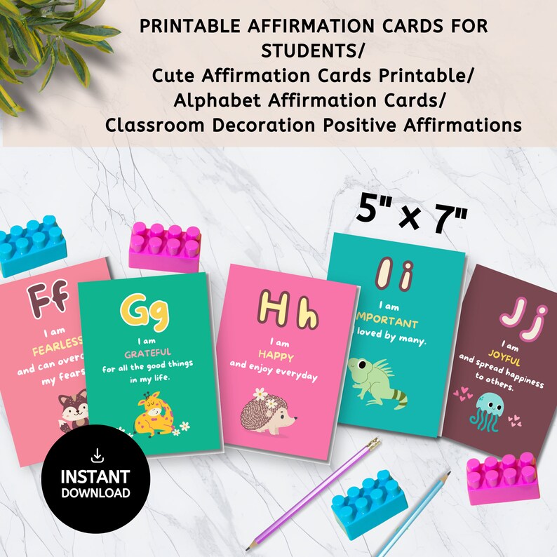 Alphabet Affirmation Cards/ Printable Affirmation Cards for Students ...